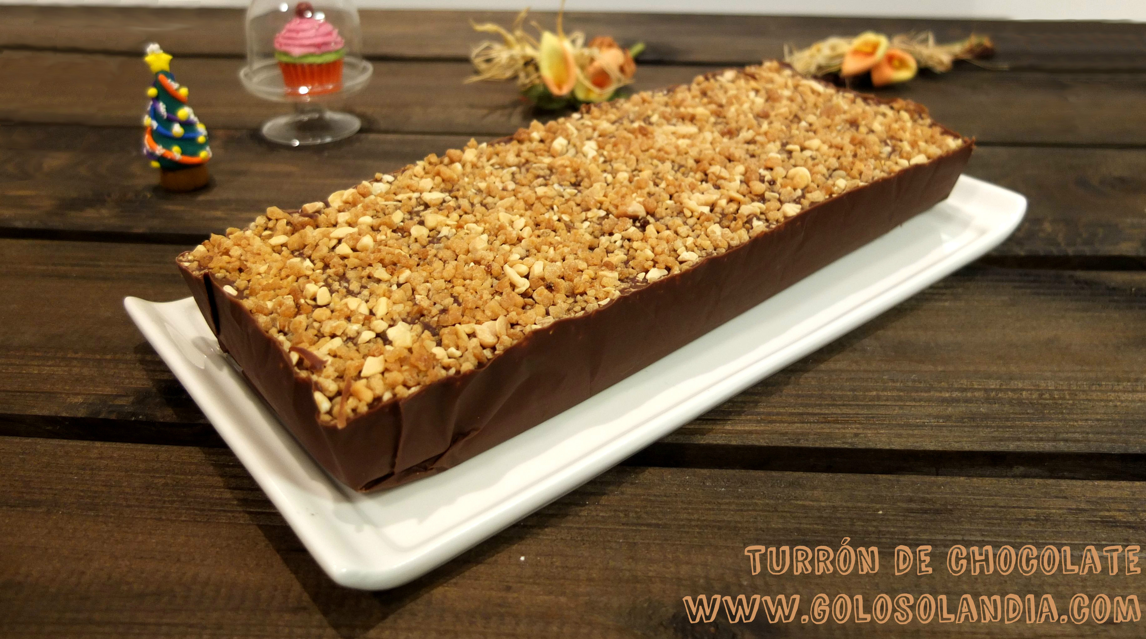 Turrón de chocolate | Golosolandia: Recetas y vídeos de postres y tartas.